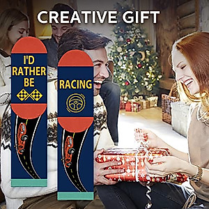 Funny Racing Socks for Men Teen Boys - I’d Rather Be Racing Socks Fun Novelty Cool Crazy Funky Crew Race Socks - Valentines Day Racing Gifts for Speed Racer Lovers Christmas Stocking Stuffers