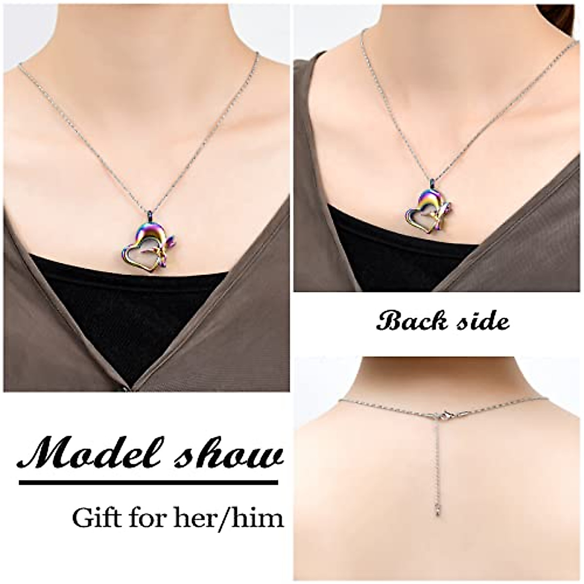 Yinplsmemory Cremation Jewelry Hummingbird Urn Necklace for Ashes Stainless Steel Heart Cremation Lockets for Ashes Holder