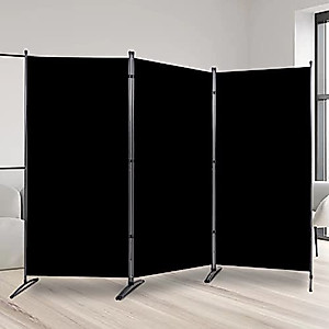 YASRKML 3 Panel Room Divider, Folding Privacy Screen for Home, Dorm, Office, Partition Room Dividers Separators, Freestanding Room Divider Screen Fabric Panel 102x71.3'', Black