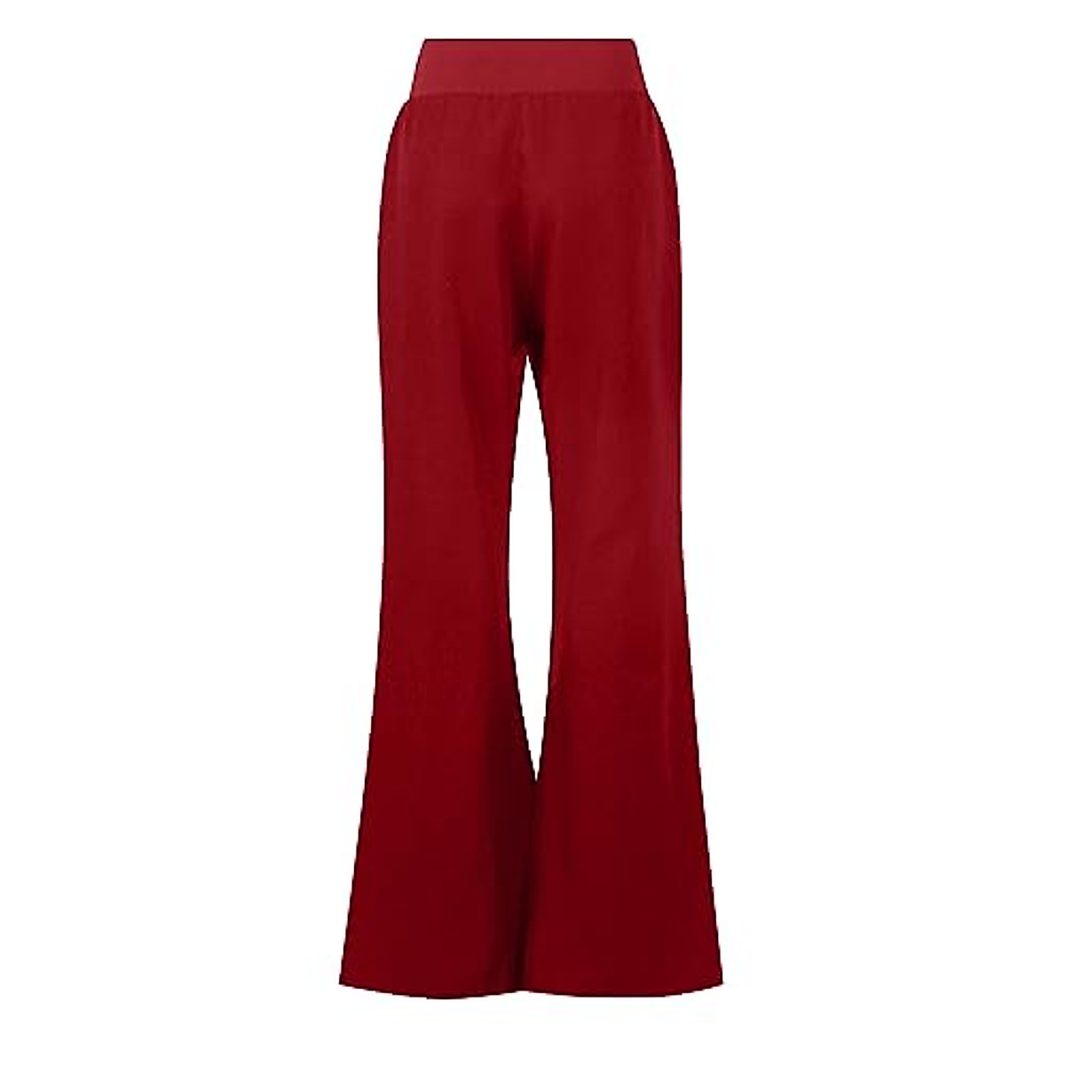 HRSTUYL Linen Pants Sun Protection Pants Linen Pants Women's Fashionable Elastic Waistband Speaker Solid Color Casual Patchwork Pants(2-Vermilion,XL)