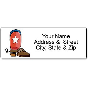 Stonehouse Collection | Texas Address Label | Customized Return Address Label | 90 Cowboy Boot Labels
