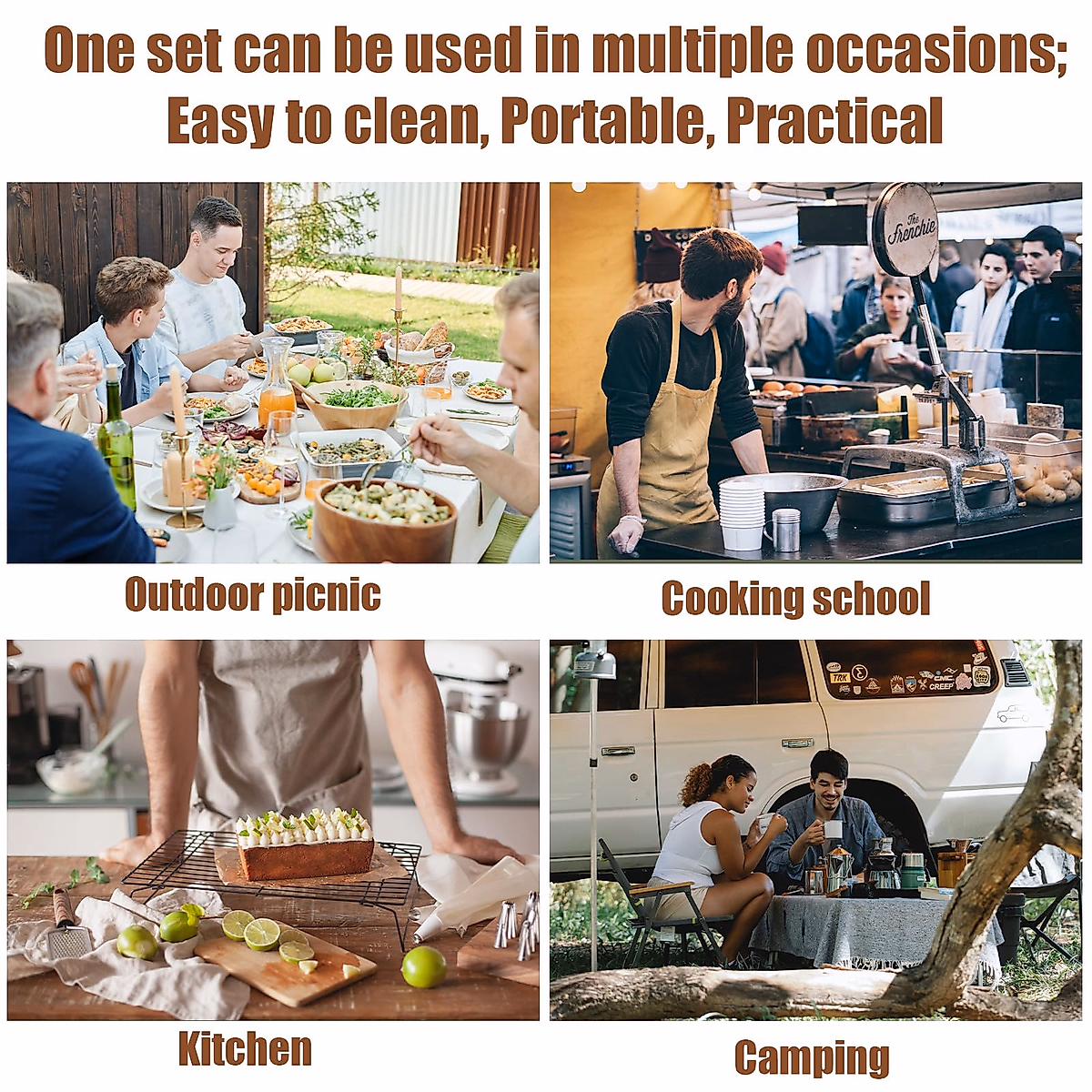 Knife Roll Bag, Portable Chef Knife Bag with 7 Slots Canvas Knives Pouch Knife Roll Case for Home Camping Picnic, Gift for Chefs or Cooking Lovers (Khaki)