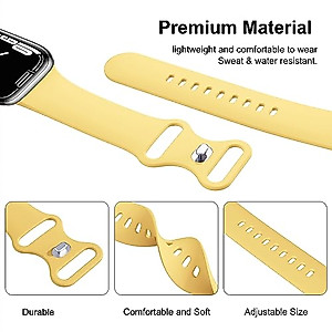 (6 Pack) Sport Band Compatible with Apple Watch Bands 38mm 40mm 41mm 42mm 44mm 45mm 49mm Silicone iWatch Band Ultra 2/Ultra SE Series 9 8 7 6 5 4 3 2 1 Women Men (38mm/40mm/41mm S/M, Red/White/Emerald Green/Sunglow/Brown/Black)