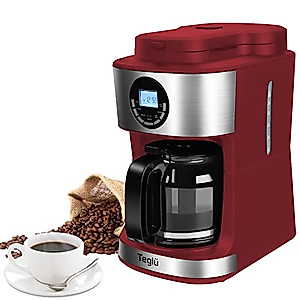 Teglu Coffee Maker with Grinder 12 Cups, Programmable Grind and Brew Coffee Machine black-1