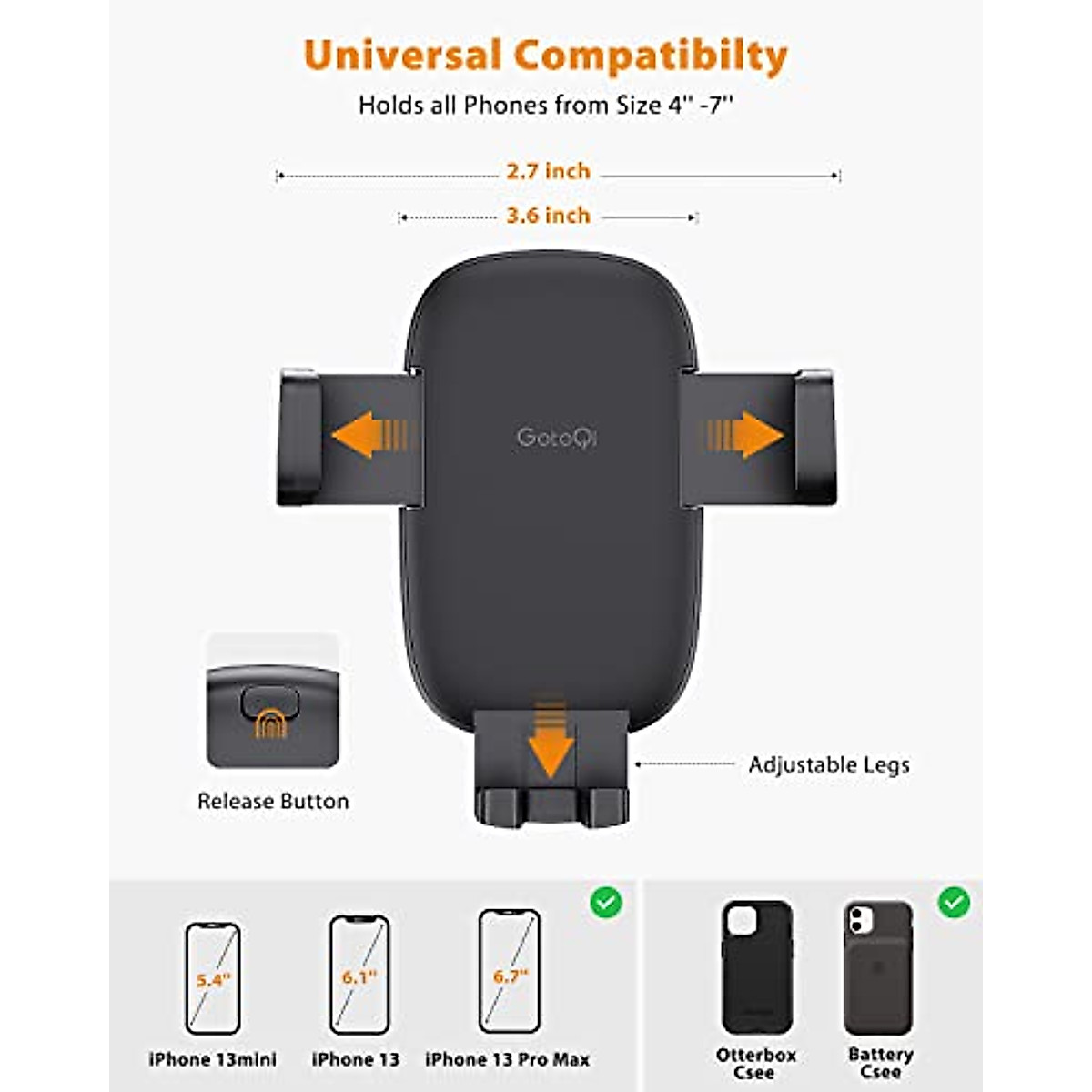 Car Phone Holder Mount, Sturdy Cell Phone Car Mount with Metal Hook Clip, Air Vent Car Mount for iPhone 14 13 12 11 8 Plus Pro Max Mini XS XR X Pixel 7 6 5 4 Samsung S23 S22 S21 S10 Ultra Smart Phones