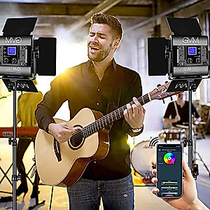 GVM RGB Led Video Light, 2PCS Video Lighting Kit with APP Control, 40W Photography Lighting Led Panel Light with 8 Kinds of The Scene Lights for Studio YouTube, 3200K-5600K, CRI 97+
