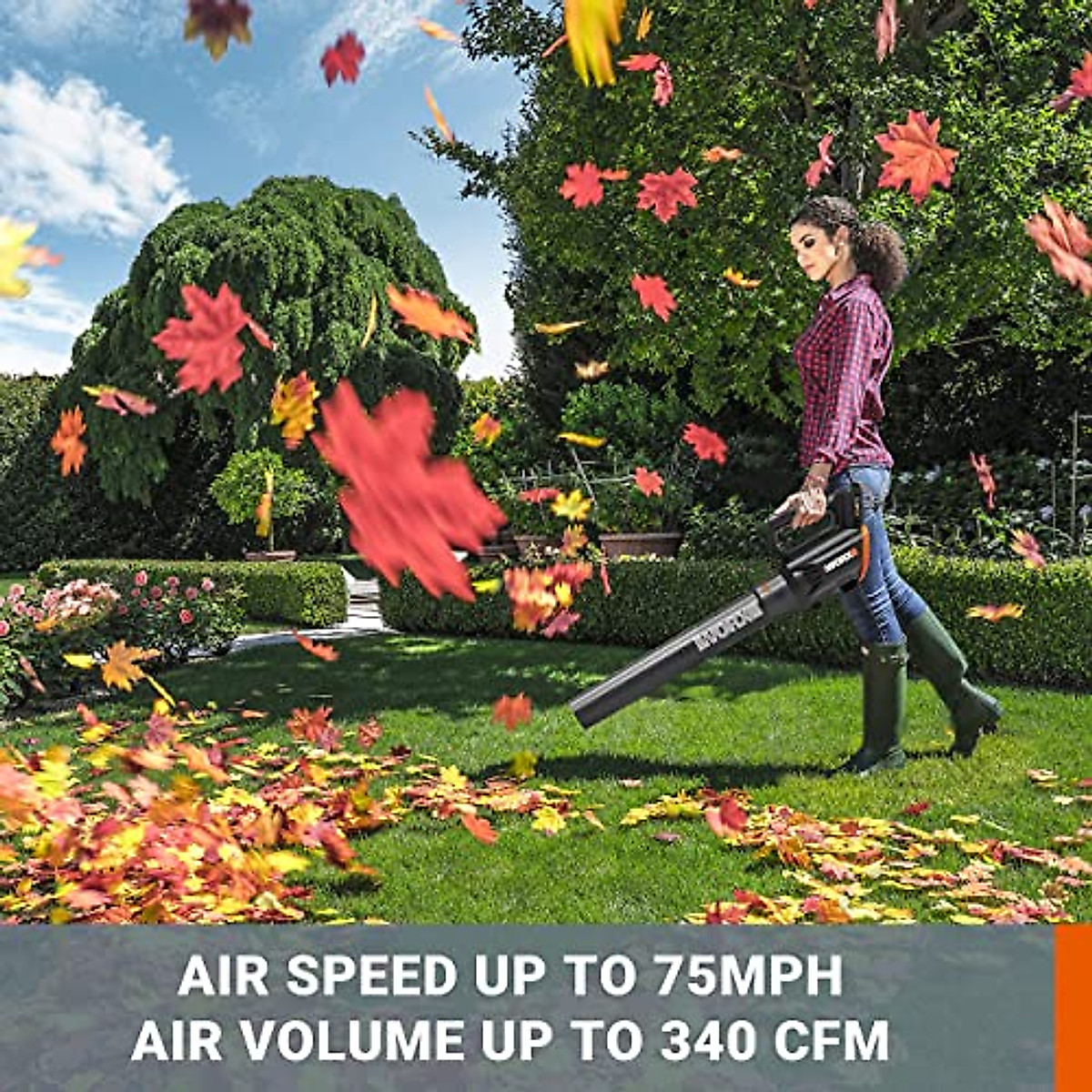 WORX Cordless Leaf Blower 20V WORXAIR Turbine Blower WG547.2 for Lawn Care Yard Work, 2 Variable Speed Control, 1 * 4.0 Ah Battery & Charger Included