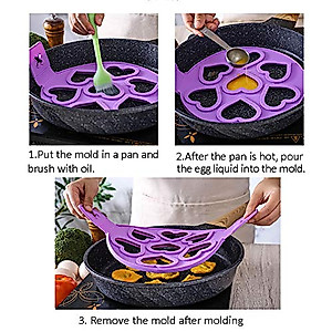 3 PCS Pancake Mould Ring Fried Egg Mould Reusable Silicone Nonstick Pancakes Muffin Mold,Heart/Star/Round Shape,Silicone Brush,Measuring Spoons,Saving Time