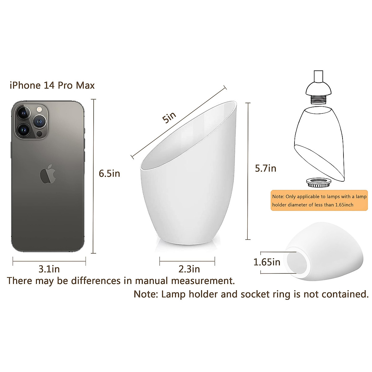 OTTOSEA 4 Pack Plastic Lampshade,5.7 inch High,4.1 inch Diameter,1.65 inch Fitter,Replacement Plastic Lamp Shade for LED Floor Lamp [White]