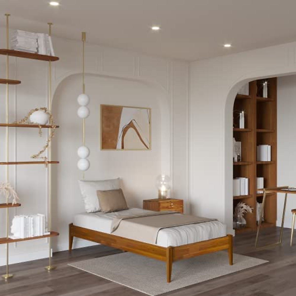 Bme Dinkee 15 Inch Signature Bed Frame Without Headboard - Modern & Minimalist Style with Acacia Wood - 12 Strong Wood Slat Support - Easy Assembly - No Box Spring Needed - Caramel, Twin