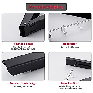 Dr.DJ Retractable Clothes Rack Wall Mounted Clothes Hanger - Foldable Clothes Drying Rack Wall Mount Coat Hangers for Laundry Indoor, Aluminium (1 Rack, Black)