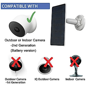 3w Solar Panel Compatible with Google Nest Camera Outdoor & Indoor & 2nd Generation (Battery Version) Cameras, Weather Resistant, Easy Install，IP66 Waterproof，4m Charging Cable (3W one Packed)