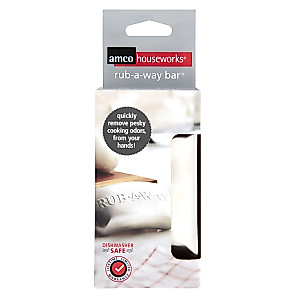 Amco Rub-a-Way Bar | Stainless Steel Odor Absorber | 4" x 2.25" | Dishwasher Safe | Kitchen & Outdoor Essential for Garlic, Onion, Fishing, and Hiking Odors