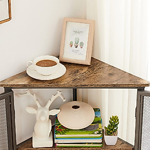 VECELO 3 Tier Corner Cabinet Shelf, Floor Standing Storage Organizer Shelves with Grid Doors for Small Space, Living Room, Bedroom, Kitchen, Balcony, Grey