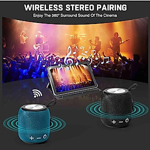 UrbanX Bluetooth Speaker: Powerful Stereo Sound, IPX7 Waterproof, True Wireless Stereo Pairing, Portable Design, Latest Bluetooth V5.2 - Perfect for Mini (2019), Beach, Outdoor, Home, Parties- Blue