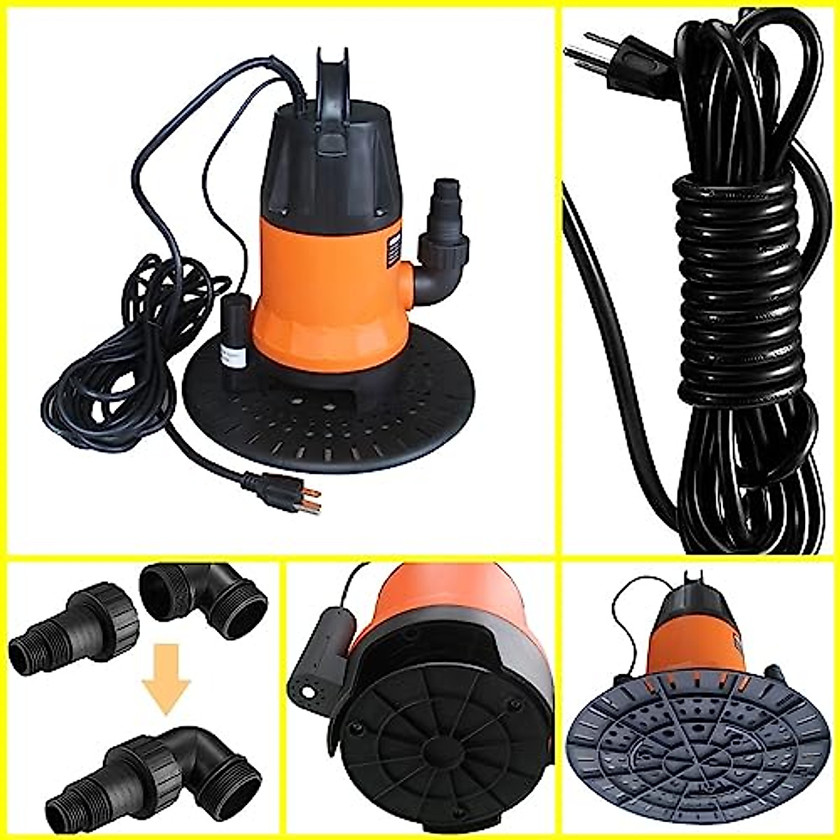 NBCLASS Electric Submersible Sump Pump 1HP 3300GHP for Swimming Pool&Cover Cellar Pond Flood Drain/Automatic on-off With Water Level Sensor and 25ft Cable