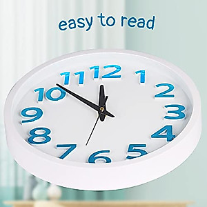 JVXYUIEH 12 Inch Wall Clock, Wall Clocks Battery Operated Modern, Silent Non Tiking Large Wall Clocks for Bedroom, Office Kitchen, Living Room, Classroom Decor (Blue)