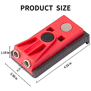 Pocket Hole Jig Set with Two Hole Jig, Step Drill Bit, Stop Collar, Square Drive Bit, Hex Key, Adjustable and Easy to Use Joinery Set for DIY Woodworking Projects