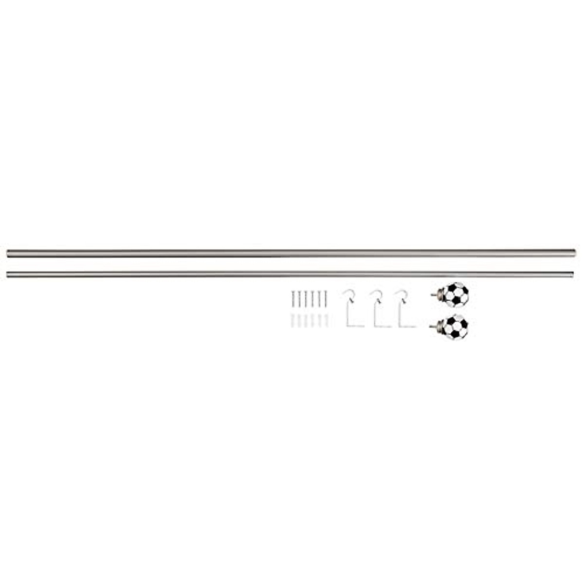 Amazon Basics Decorative 5/8" Curtain Rod with Soccer Ball Finials, 48"-86"