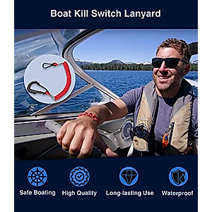 8M0092849 Boat Kill Switch Lanyard - [2 PCS] Boat Engine Emergency Stop Switch, Safety Lanyard Cord Tether for Mercury Mercruiser Outboard Motor Replacement 15920T54, 15920A54, 15920Q54, Red, 36 Inch