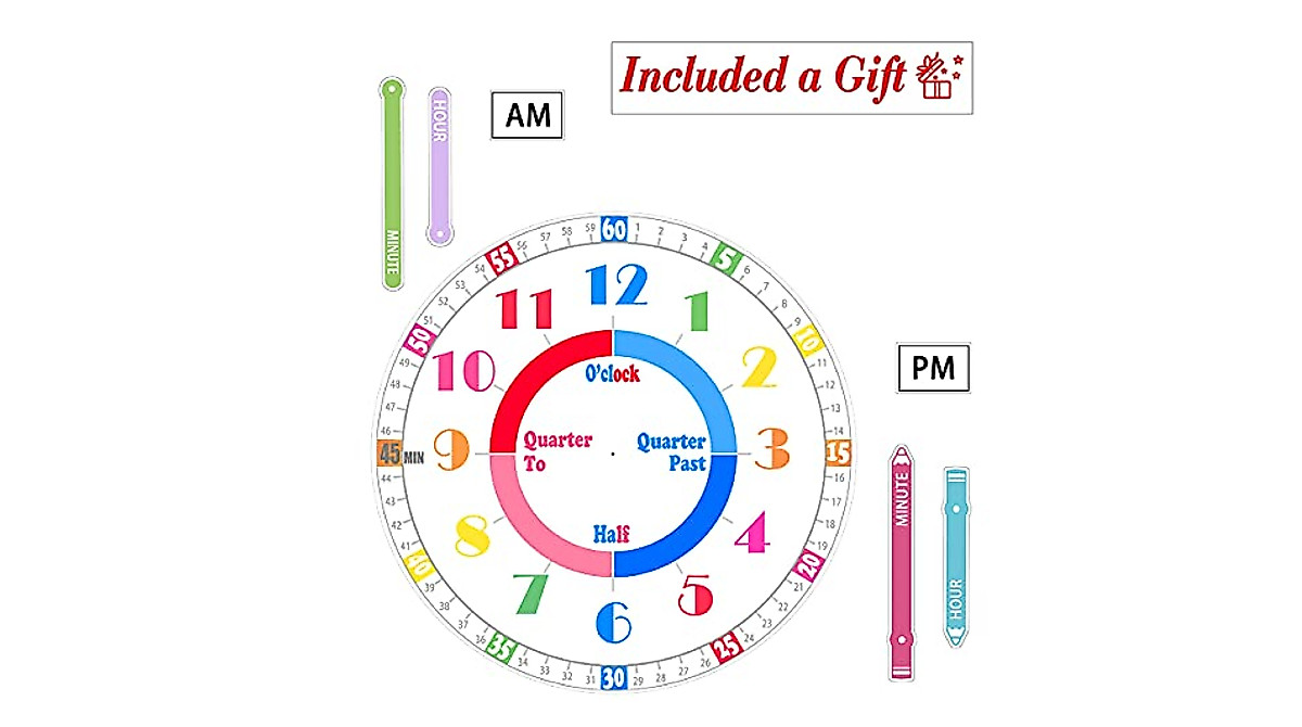 Telling Time Wall Clock for Kids - Silent & Educational | Jenlystime