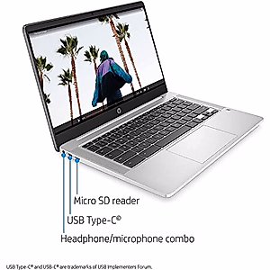 HP Chromebook 14A-NA0031WM 14" 4GB 64GB Intel Pentium Silver N5000 X4 1.1GHz Chrome OS, Silver
