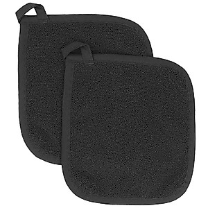 Smalibal 2Pcs Potholders Kit Trivets Kitchen Pot Holders Set, Pure Cotton Large Coasters Hot Pads Pot Holders for Everyday Cooking and Baking 7.87 x 7.87 Inch Black