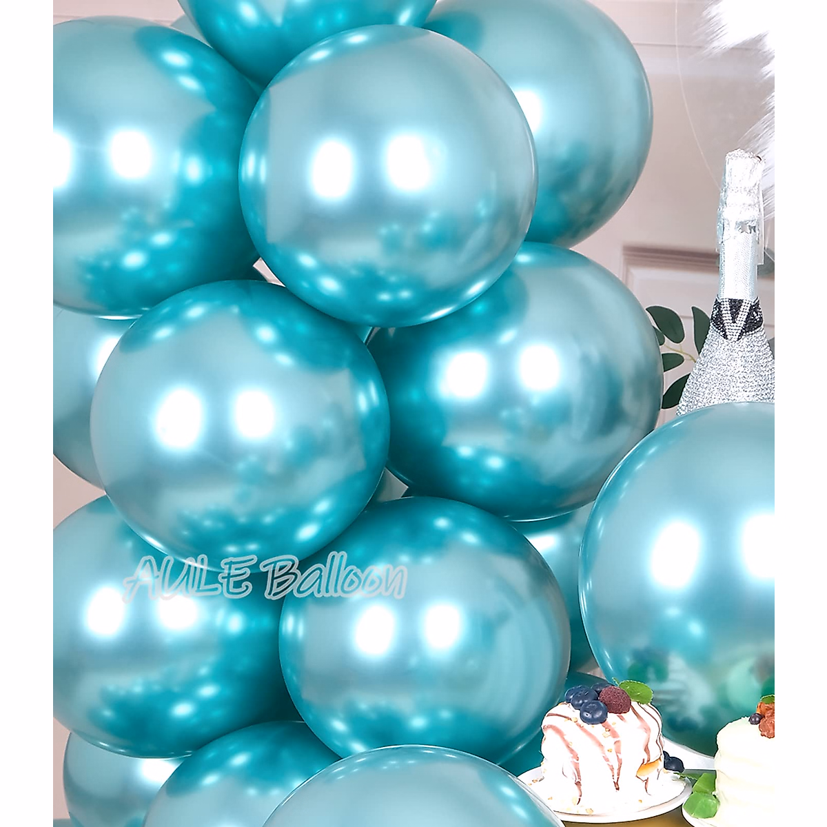 AULE Party Balloons 50 Pcs 12 inch Teal Green Metallic Chrome Helium Shiny Latex Thicken Balloon Perfect Decoration for Wedding Birthday Baby Shower Graduation Christmas Carnival