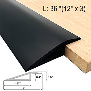 Vinyl-Floor-Transition-Threshold-Strip Self-Adhesive, Threshold 2/5'', Door/Carpet-to-Tile-Transition-Strip Reducer, Doorway Edge Trim for Laminate Floor Mat Vinyl Tile (Black, 36 in)