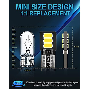 Yorkim 20PCS 194 LED Bulb White, MIZI SIZE 168 Led Bulb T10 Led Bulb Replacement for Car Interior Map Dome Door Lights Courtesy Trunk License Plate Lights Side Marker Lights, Pack of 20, 6300K