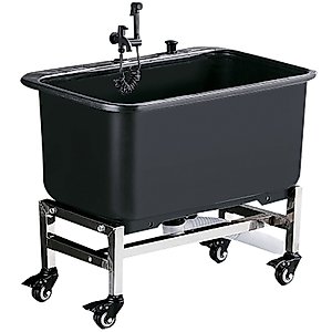 Floor Mop Sink with Roller, Free Standing Wash Station Commercial Mop Service Basin for Kitchen/Restaurant/Business/Garages