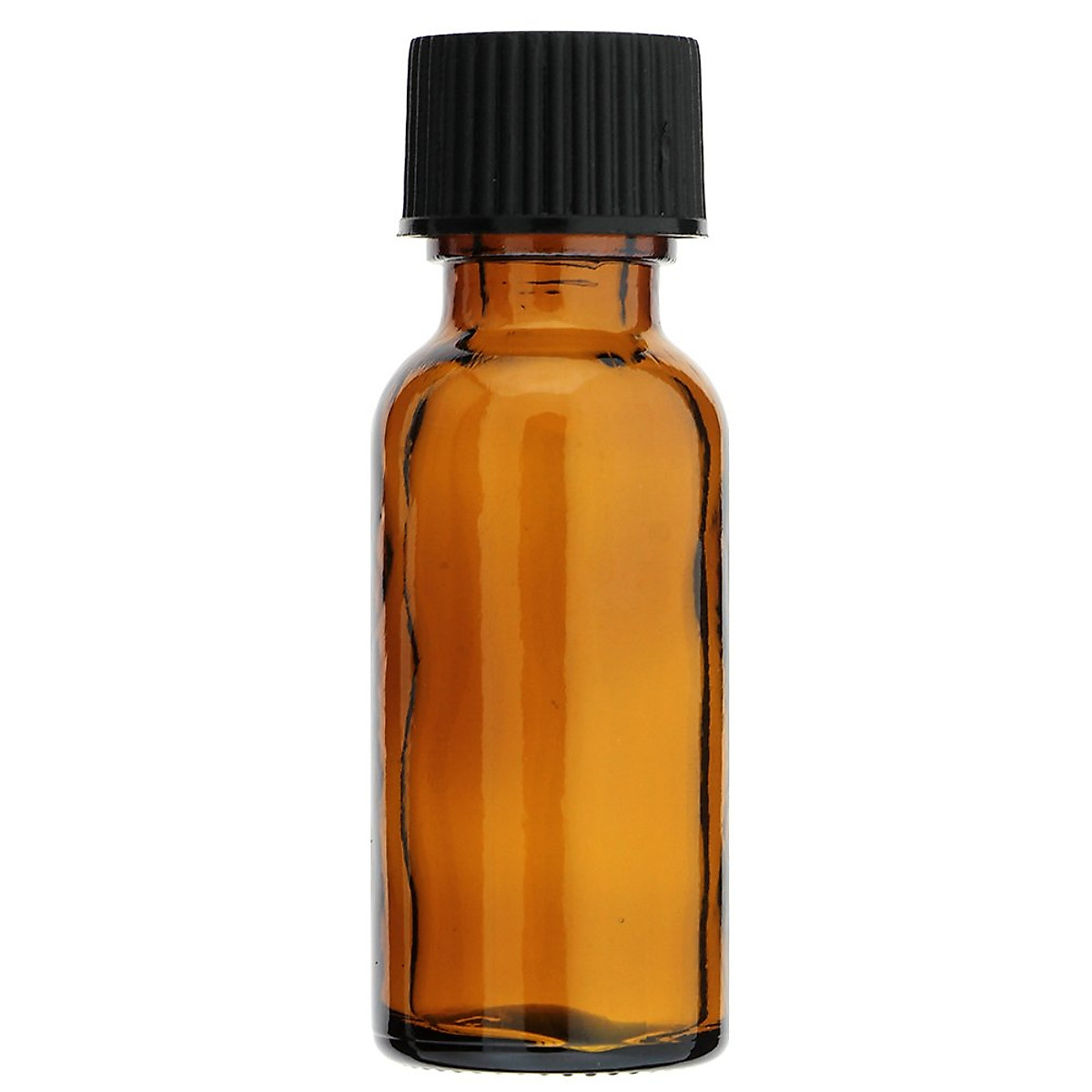 AURA VARIETY 24 Pack Boston Round 1 OZ 30 ML Amber Glass Bottles with Poly Cone Lined Black CAPS