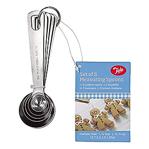 Tala Stainless Steel Measuring Spoons, 5 Piece Set for Measuring Dry and Liquids