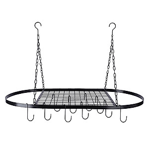 Vipush Ceiling Pot Rack, Pot and Pan Rack Mounted Cookware Storage Rack - Hanging Pot and Pan Hanging Rack Organizer with 10 Hooks for Kitchen Organization, 31.5 x 15.7inch