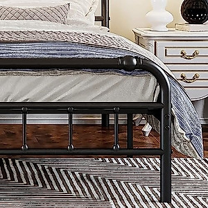 THEOCORATE Twin XL Bed Frame,with Headboard and Footboard,14 Inch High 2500lbs Metal Platform with Storage,No Box Spring Needed,Noise Free,Anti-Slip,Easy Assembly,Black