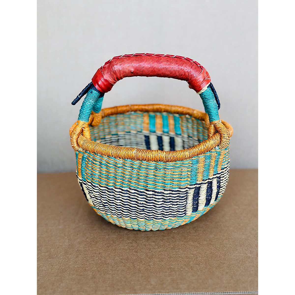 Bolga African Bolga Ghana Basket Fair Trade Ghana Baskets toys Egg baskets Orange (Mini : 7"-9")