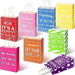 8 Pieces Funny Birthday Gift Bags Colorful Reusable Paper Bags Birthday Holiday Medium Large Rainbow Gift Wrap Baby Showers Bridal Showers Birthdays Easter Party Supplies Goodie Bags for Women Men