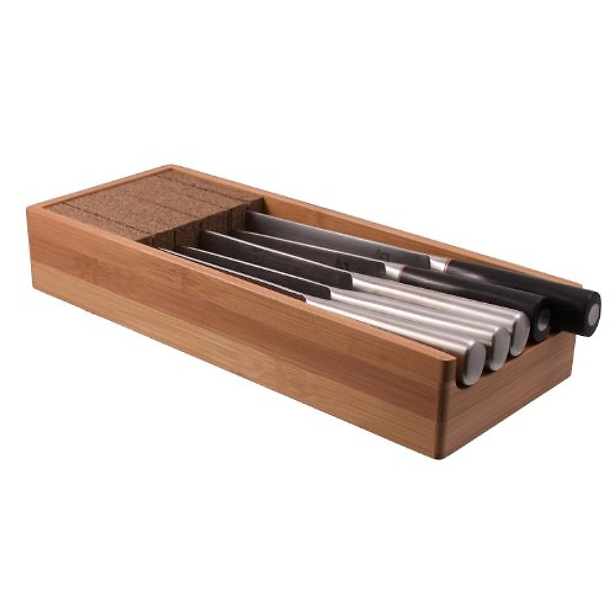 Knifedock - In-drawer Kitchen Knife Storage - The Cork Composite Material Never Dulls Your Blades. Great Gift for Any Chef! Enables you to Easily Store and Identify Your Knives At a Glance.