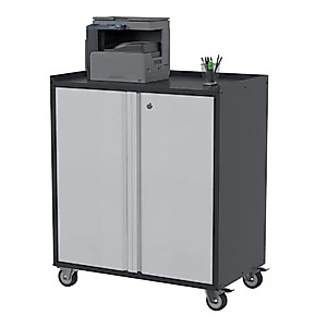 Garage Metal Storage Cabinet with Wheel for Home Garage/Adjustable Shelves, Lockable, Stiffener and Bumpers Design, Six Cabinets…