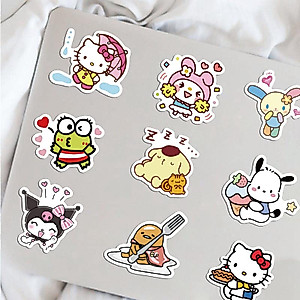 100Pcs Cute Stickers Pack Hello Kitty Stickers Mymelody&Kuromi Stickers Cinnamoroll Pompompurin Keroppi Pochaco Stickers Decals Assorteds Kawaii Sticker Gifts for Kids Teens Girls Adults
