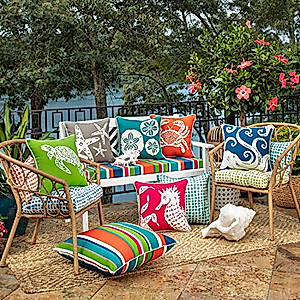 Pillow Perfect Outdoor/Indoor Sassy Sand Dollars Throw Pillow, 16.5" x 16.5", Green