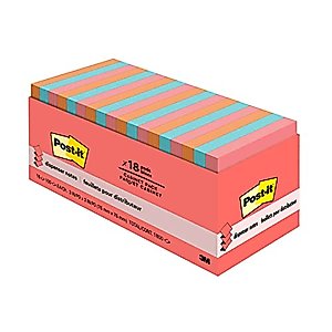 Post-it Pop-up Notes, 3x3 in, 18 Pads, America's #1 Favorite Sticky Notes, Poptimistic Collection, Bright Colors (Pink, Orange, Blue), Clean Removal, Recyclable (R330-18CTCP)