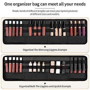 CUBETASTIC Lipstick Organizer - 20 Slots, Portable Lipstick Bag, Travel Lipstick Holder with Elastic Bands, Cosmetic Makeup Storage Bag for Liquid Lipstick Tube - Lipstick Not Included