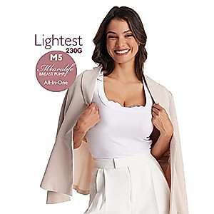 Momcozy M5 Hands Free Breast Pump, Double Wearable Breast Pump of Baby Mouth Double-Sealed Flange with 3 Modes & 9 Levels, Electric Breast Pump Portable - 24mm, 2 Pack Cozy Red