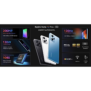 Xiaomi Redmi Note 12 Pro+ Plus 5g (for Tmobile Mint Tello Global) (256 Gb + 8Gb) Unlocked 6.67 200 Mp Triple Camera (Polar White)