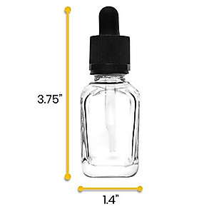 EISCO Heavy Duty Barnes Dropping Bottle, 30ml (1oz) - Transparent Soda Glass - 1ml Capacity Glass Dropper - Screw Cap with & Rubber Bulb