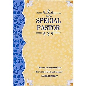 Designer Greetings Blessed are They: Blue and Yellow Branches and Leaves Religious Birthday Card for Pastor
