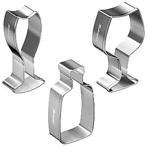 Bakerpan Stainless Steel Wine Glass Cookie Cutter, Wine Bottle Cutter, Wine Cookie Cutter Set