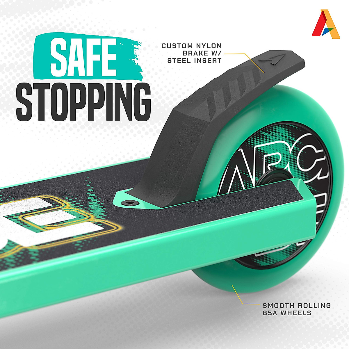 ARCADE Rogue BMX Pro Scooter - Skatepark Scooter for Tricks - Scooter Pro Trick Scooters - Beginner Stunt Scooters for Kids & Pre Teens Ages 7 Years & Up - Boys & Girls Colors Monopatin Scotter (Teal)
