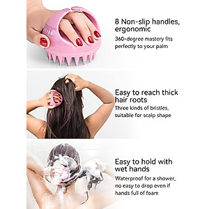 HEETA Hair Scalp Massager and Anti Cellulite Massager, Scalp Scrubber for Hair Growth, Silicone Cellulite Remover for Exfoliator, Skin and Hair Care brush for Women, Men, and Kids (Pink & Green)